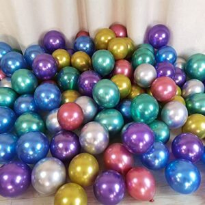 metallic assorted balloons for party 100 pcs 5 inch thick latex chrome balloons for birthday wedding engagement anniversary christmas festival picnic or any friends & family party decorations