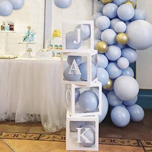 Baby Shower Balloon Boxes Decorations - Baby Boxes with 27 Letters,4pcs Transparent Baby Blocks for Gender Reveal,Wedding，Grad Decorations,Boy Girl Birthday Party Decorations, DIY Name Combination