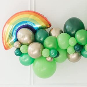 Enanal St.Patrick’s Day Balloon Garland Arch Kit, 146pcs Green Balloons with Clover Rainbow 4D Gold Foil Balloons for St.Patrick Day Party Birthday Baby Shower Decorations (St. Patrick's Day)