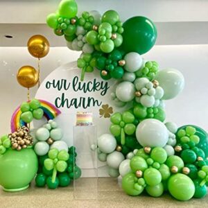 Enanal St.Patrick’s Day Balloon Garland Arch Kit, 146pcs Green Balloons with Clover Rainbow 4D Gold Foil Balloons for St.Patrick Day Party Birthday Baby Shower Decorations (St. Patrick's Day)