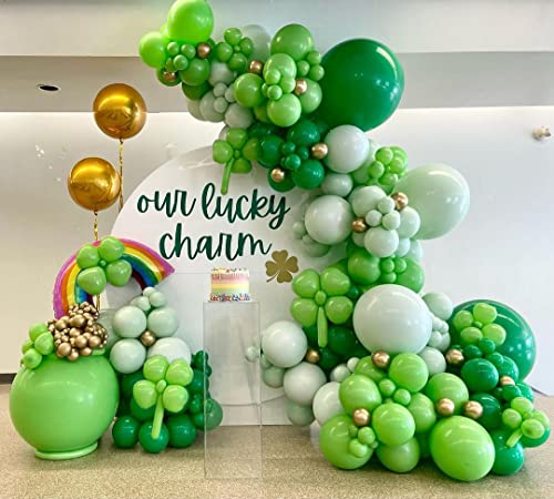 Enanal St.Patrick’s Day Balloon Garland Arch Kit, 146pcs Green Balloons with Clover Rainbow 4D Gold Foil Balloons for St.Patrick Day Party Birthday Baby Shower Decorations (St. Patrick's Day)