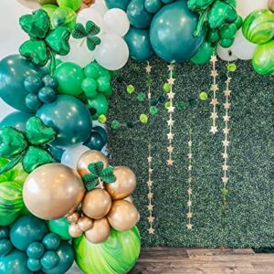 Enanal St.Patrick’s Day Balloon Garland Arch Kit, 146pcs Green Balloons with Clover Rainbow 4D Gold Foil Balloons for St.Patrick Day Party Birthday Baby Shower Decorations (St. Patrick's Day)