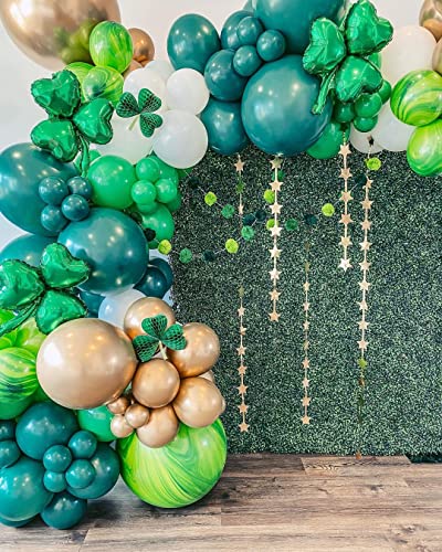 Enanal St.Patrick’s Day Balloon Garland Arch Kit, 146pcs Green Balloons with Clover Rainbow 4D Gold Foil Balloons for St.Patrick Day Party Birthday Baby Shower Decorations (St. Patrick's Day)