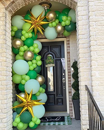 Enanal St.Patrick’s Day Balloon Garland Arch Kit, 146pcs Green Balloons with Clover Rainbow 4D Gold Foil Balloons for St.Patrick Day Party Birthday Baby Shower Decorations (St. Patrick's Day)