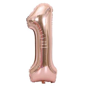 tellpet rose gold number 1 balloon, 40 inch