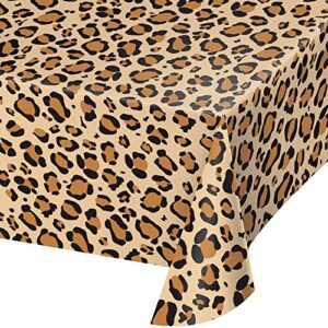 creative converting tablecover pl 54″ x 108″ aop leopard animal print plastic tablecloth, 54 x 108, multicolor