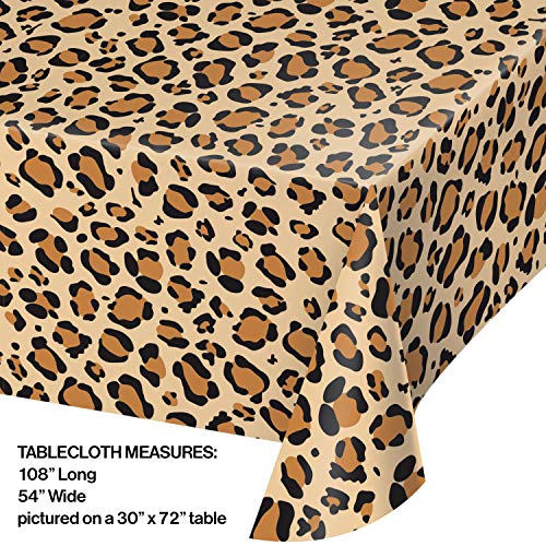 Creative Converting TABLECOVER PL 54" X 108" AOP Leopard Animal Print Plastic Tablecloth, 54 x 108, Multicolor