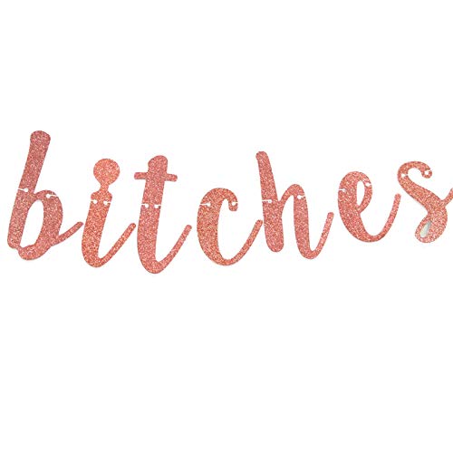 I'm 60 Bitches Banner, 60th Birthday Party Decor, Funny 60 Years Old Birthday Banner, Women's 60th Birthday Party Decorations (Rose Gold)