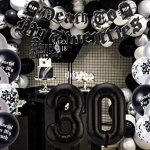 ayiho Death to My Twenties Black 30th Birthday Decorations Funeral for My Youth Rip to My 20s Sash Number 30 Balloon Latex Balloon for Funny Thirtieth Birthday Party Supplies (black)