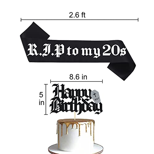 ayiho Death to My Twenties Black 30th Birthday Decorations Funeral for My Youth Rip to My 20s Sash Number 30 Balloon Latex Balloon for Funny Thirtieth Birthday Party Supplies (black)