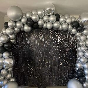 DKCPISCO Silver Metallic Chrome Latex Balloon Arch Kit, 100PCS 18In 12In 10In 5In Arch Garland For Engagement,Picnic,Wedding, Silver Theme Anniversary Celebration Decoration With 33FT Ribbon