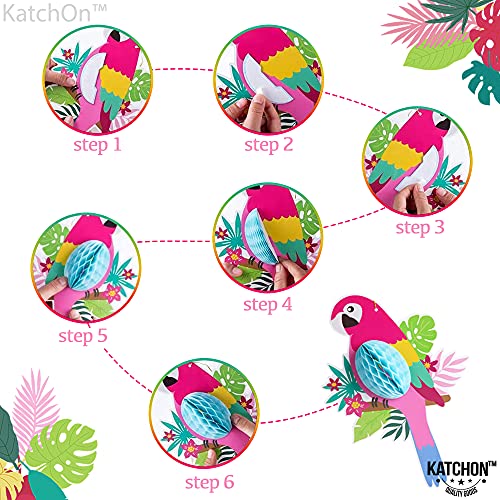 KatchOn, Big Tropical Birds Honeycomb Cutouts - Pack of 6, Luau Party Decorations | Hawaiian Party Decorations | Tropical Party Decorations, Tropical Birthday Party Decorations, Rainforest Decorations