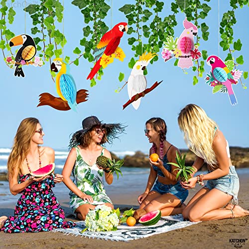 KatchOn, Big Tropical Birds Honeycomb Cutouts - Pack of 6, Luau Party Decorations | Hawaiian Party Decorations | Tropical Party Decorations, Tropical Birthday Party Decorations, Rainforest Decorations