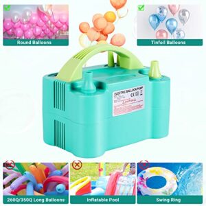 Electric Balloon Pump 110V 600W Dual Nozzle Portable Balloon Inflating Pump Halloween Balloon Arch Kit with Balloon Flower Clips Balloon Tape Balloon Knotter Dot Glue Avocado Green