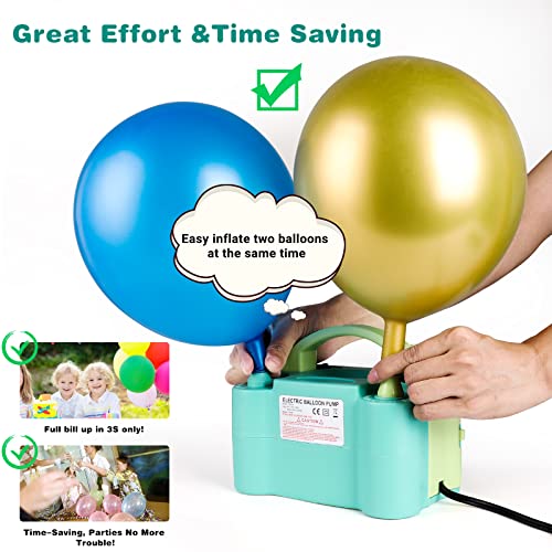 Electric Balloon Pump 110V 600W Dual Nozzle Portable Balloon Inflating Pump Halloween Balloon Arch Kit with Balloon Flower Clips Balloon Tape Balloon Knotter Dot Glue Avocado Green