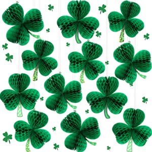 12 pcs st. patrick’s day honeycomb decoration st patrick’s day hanging ornaments shamrock gold clover hat beer mug irish elf shoes honeycomb for st. patrick’s day party decor (clover)