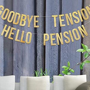 Goodbye Tension Hello Pension Banner - Retirement Party Sign,Retirement Party Decorations,Funny Retirement Banner,Retired Retiring Photo props