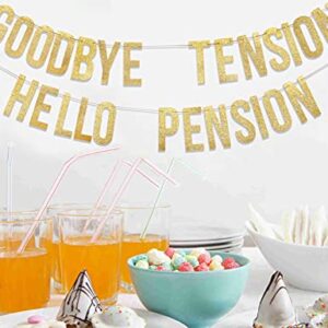 Goodbye Tension Hello Pension Banner - Retirement Party Sign,Retirement Party Decorations,Funny Retirement Banner,Retired Retiring Photo props