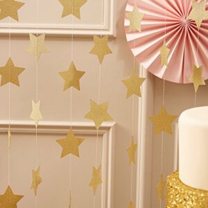 Honbay 2PCS Double Side Glitter Paper Star Garland Christmas Galaxy Banner Christmas Garland - 4 inch in Diameter,13 Feet Long / PCS (Gold)