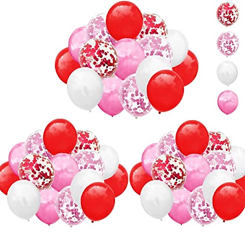 Valentines Day Balloon Pink White Red Confetti Balloons with Red Latex Balloons for Valentine's Day Anniversary Mothers Day Wedding Engagement Party