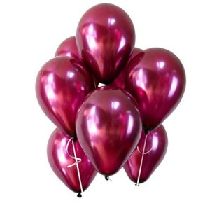 aule burgundy chrome metallic latex balloons 12 inch 100 pcs maroon balloon for birthday party decorations