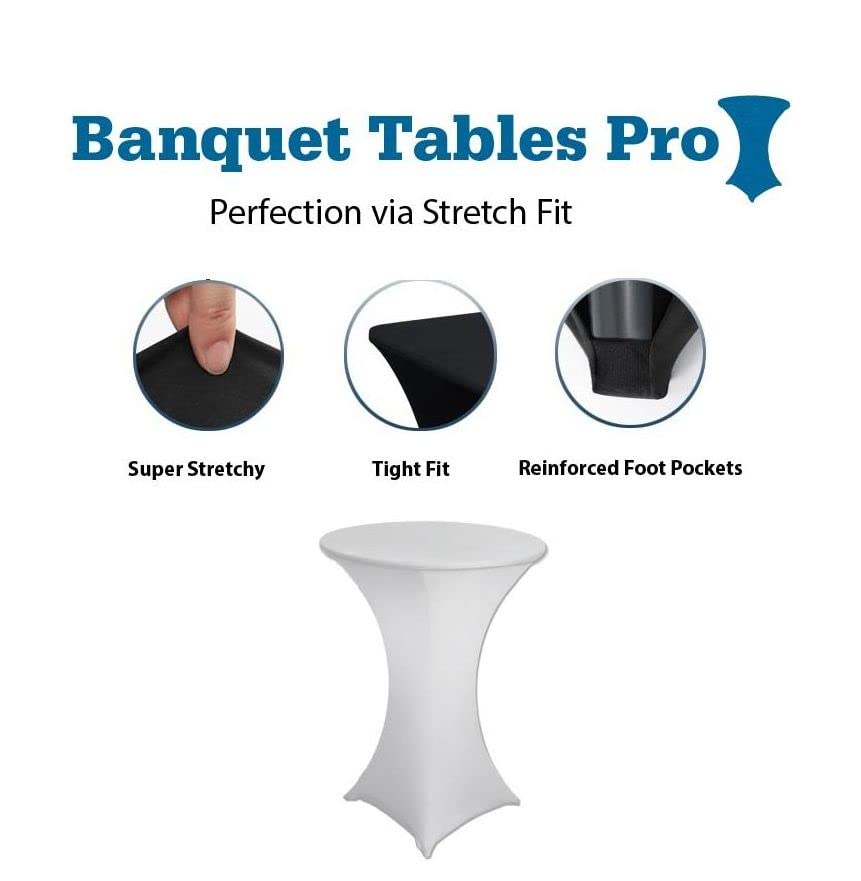 Banquet Tables Pro 30 Diameter x 42" Height White Spandex Highboy Table Cover