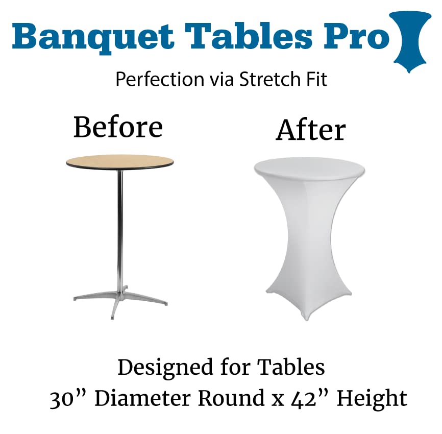 Banquet Tables Pro 30 Diameter x 42" Height White Spandex Highboy Table Cover