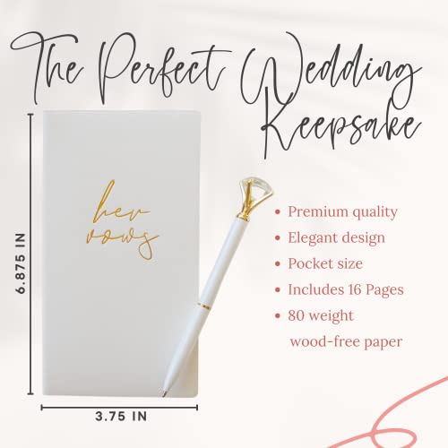 Vow Books, His and Hers Wedding Vow Books, Vow Renewal — Set of 2 Wedding Notebook with 16 Pages — 6.9” x 3.8” PU Leather Booklet Wedding Keepsake (Brown)