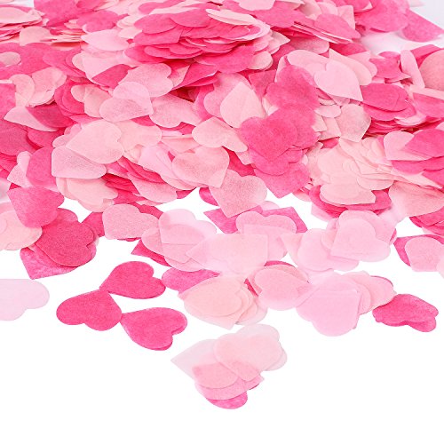 Whaline Valentine's Day 1 Inch Heart Paper Confetti Tissue Confetti 6000 Pieces Confetti Party Table Decorations for Balloon, Wedding, Holiday, Birthday