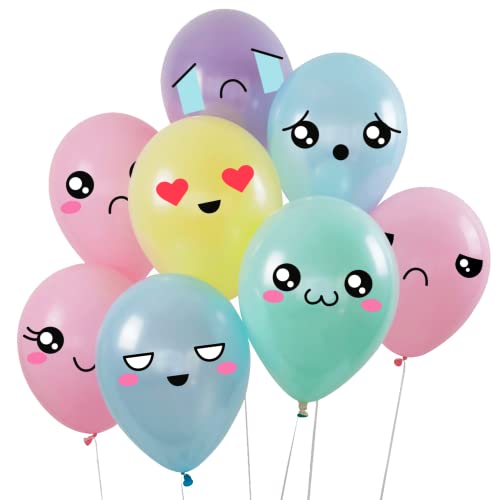 Kawaii Balloons by Lunaborne - 50 Pack,12 Inch Pastel Latex Balloons - Cute Japanese-Style Party Balloons, Anime Themed Birthday Parties Decorations