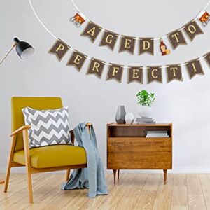 Age To Perfection Birthday Banner, Whiskey Inspired Bday Party Decoration, 30th 40th 50th Birthday Bunting Sign