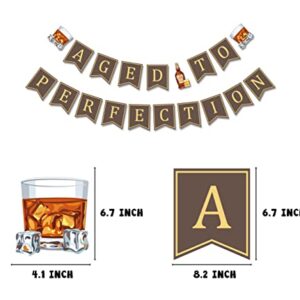 Age To Perfection Birthday Banner, Whiskey Inspired Bday Party Decoration, 30th 40th 50th Birthday Bunting Sign