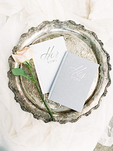 Wedding Vow Book Keepsakes (2 Book Set, His & Hers) Linen Hardcover - Bonus Wedding day Cards - Vow Renewal - Bridal Shower Gifts - Booklet - Journal - Future Mrs & Mr