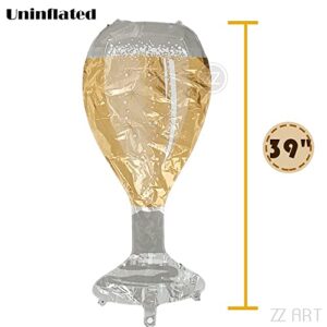 4 Pcs Champagne Bottles and Goblet Wine Glasses Large Mylar Foil Helium Balloons 36in, Pink & Golden pop Decoration for Party, Birthday celebration , Anniversary Graduation, family gathering, cheers!