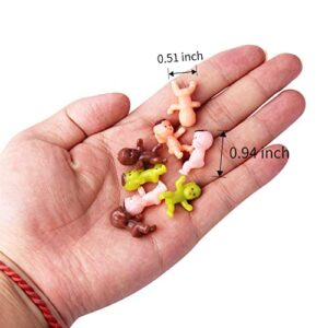 Lamoutor 200 Pieces Mini Plastic Babies Mixed Race For Baby Shower Party Favor Supplies Ice Cube Game Party Decorations 1 Inch (Dark Brown, Latin, Pink, Green)