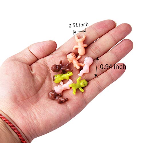 Lamoutor 200 Pieces Mini Plastic Babies Mixed Race For Baby Shower Party Favor Supplies Ice Cube Game Party Decorations 1 Inch (Dark Brown, Latin, Pink, Green)