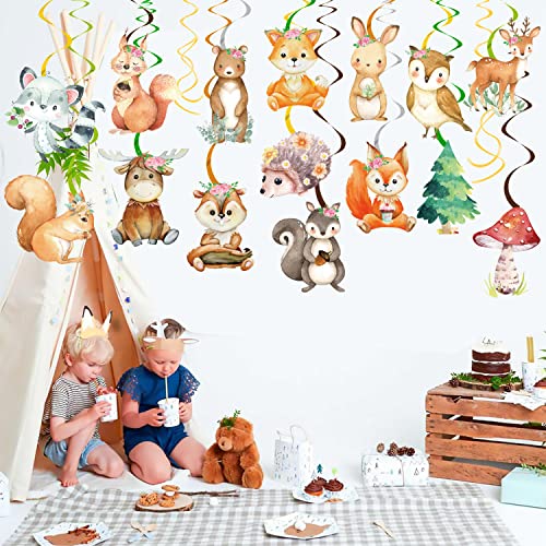 Woodland Party Decorations 20pcs Woodland Animals Hanging Swirls Forest Animals Foil Ceiling Decorations for Woodland Theme Birthday Party Baby Shower Supplies