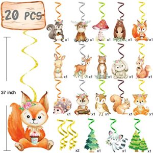 Woodland Party Decorations 20pcs Woodland Animals Hanging Swirls Forest Animals Foil Ceiling Decorations for Woodland Theme Birthday Party Baby Shower Supplies