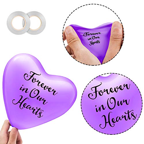 72 Pieces Memorial Balloons Funeral Balloon Heart Memory Balloons to Release in Sky Remembrance Personalized Balloons for Loss Beloved One with 2 Rolls White Ribbon for Funeral Memorial Decorations