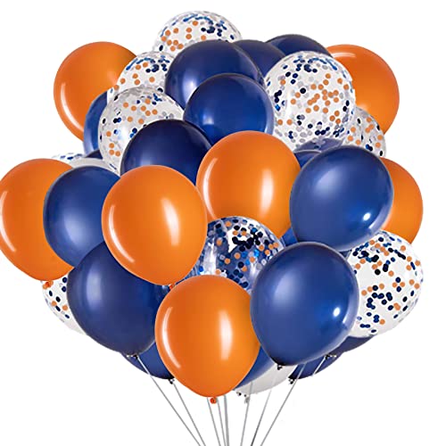 12 Inch Orange Blue and Confetti Balloons, for Weddings Birthdays Bridal Shower Decorations Graduation Party Decorations 3 Style,Pack of 50