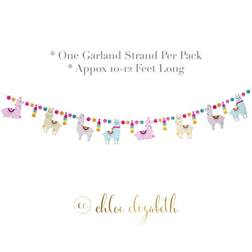 Llama Paper Party Garland, Pastel Banner Décor for All Events - 12 Feet Length Per Strand (1-Pack)