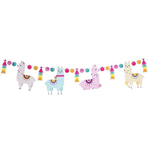 Llama Paper Party Garland, Pastel Banner Décor for All Events - 12 Feet Length Per Strand (1-Pack)