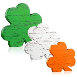 3 pieces st. patrick’s day table wooden signs saint patty’s day shamrock wooden decorations irish themed freestanding table plaque st. patricks centerpiece for home desk office party