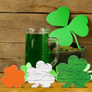 3 Pieces St. Patrick's Day Table Wooden Signs Saint Patty's Day Shamrock Wooden Decorations Irish Themed Freestanding Table Plaque St. Patricks Centerpiece for Home Desk Office Party