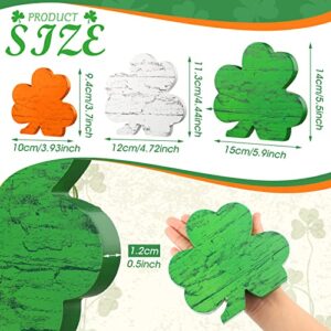 3 Pieces St. Patrick's Day Table Wooden Signs Saint Patty's Day Shamrock Wooden Decorations Irish Themed Freestanding Table Plaque St. Patricks Centerpiece for Home Desk Office Party