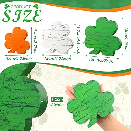 3 Pieces St. Patrick's Day Table Wooden Signs Saint Patty's Day Shamrock Wooden Decorations Irish Themed Freestanding Table Plaque St. Patricks Centerpiece for Home Desk Office Party