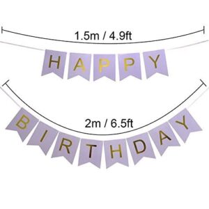 LOVELY BITON Large Purple Happy Birthday Banner, Bday Party Decorations Backdrop Gift for Man Woman Kids Teens