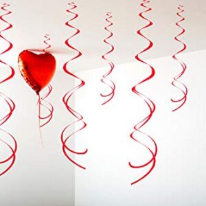 Red Party Swirl Decorations Foil Swirl Hanging Decoration 30Pc Plastic Streamer for Ceiling 22"