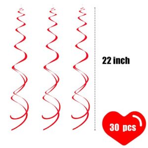 Red Party Swirl Decorations Foil Swirl Hanging Decoration 30Pc Plastic Streamer for Ceiling 22"