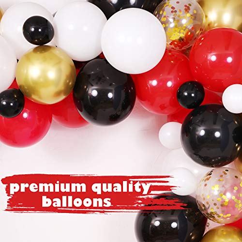 Black White Red Balloon Garland Kit, 125 Pack Balloons Garland Kit Including 18INCH Black Red Balloons Ideal for Casino Card Night Poker Las Vegas Party Decorations